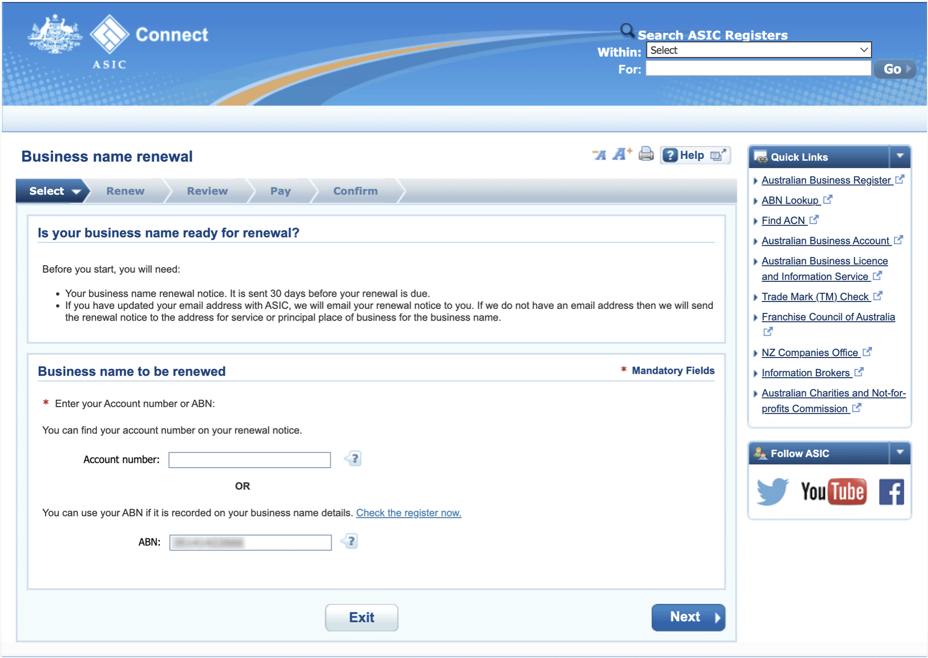 Register A Business Name Using Asic Connect